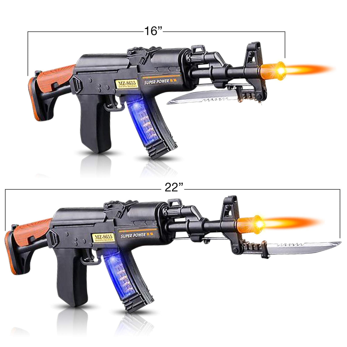 Light Up Toy Machine Gun with Folding Bayonet by ArtCreativity, Cool L ...